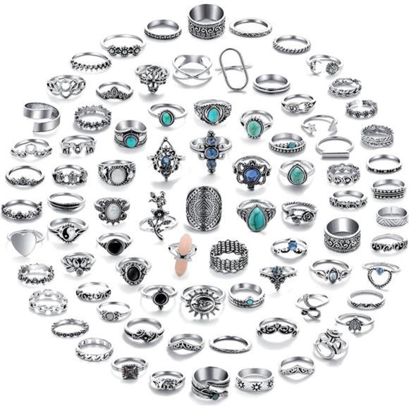 Jewelry | 17 Mile 82 Pcs Vintage Silver Knuckle Rings Set For Women ...